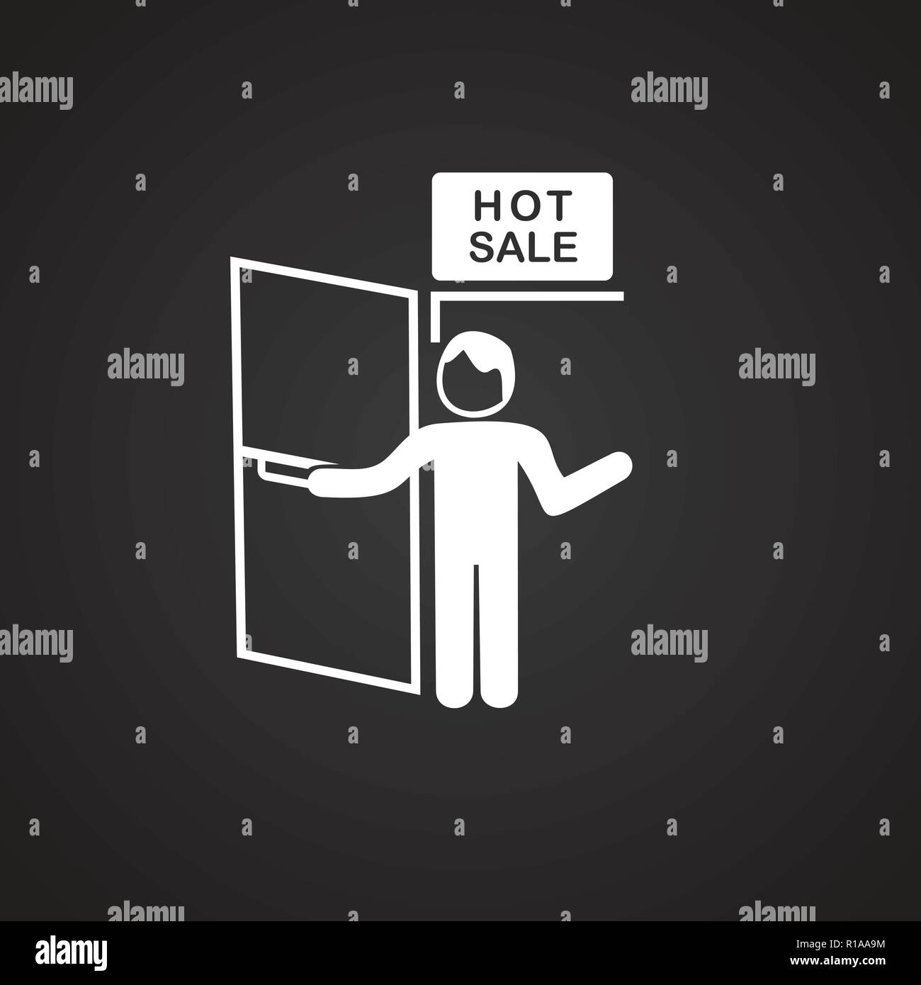 Shop opened for customers at sale on black background Stock Vector ...