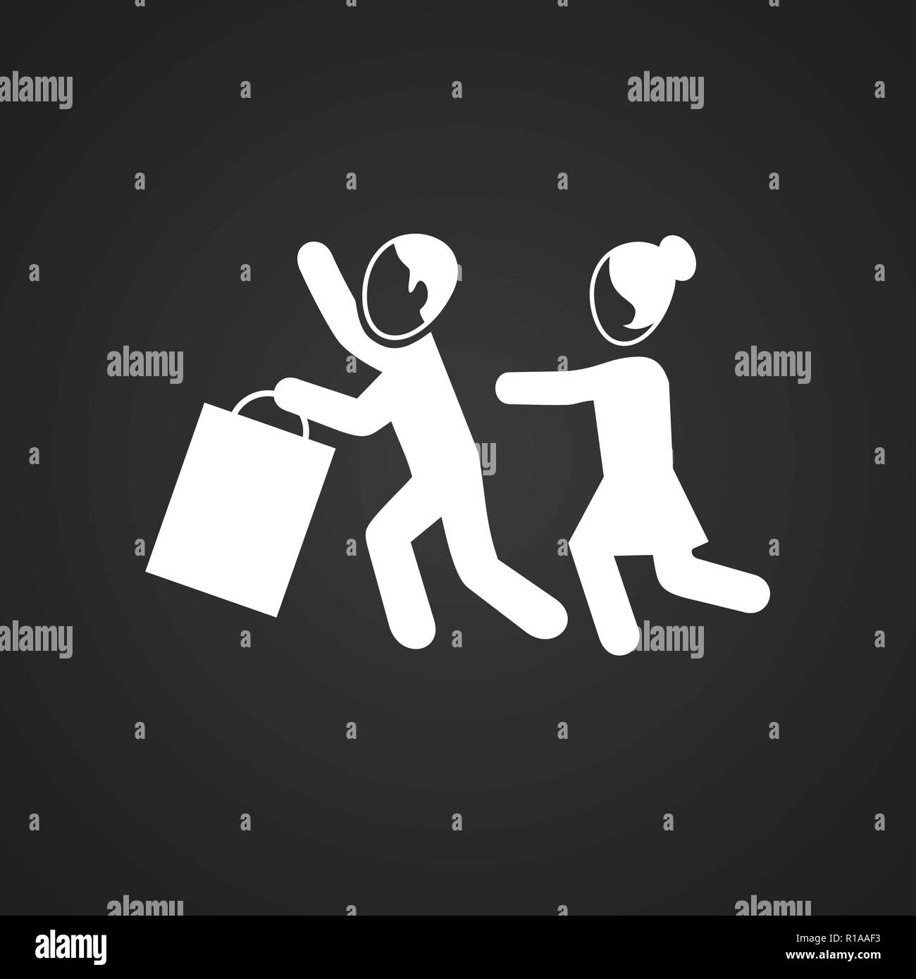 People fighting for items on sale on black background Stock Vector ...