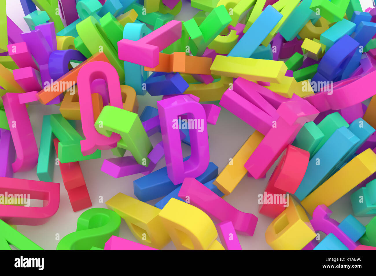 Background abstract CGI typography, good for design, alphabet, letter of ABC. Colorful 3D ...
