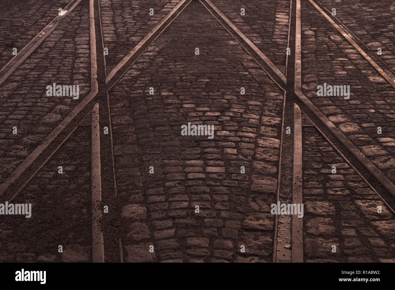 Tram tram railway railway tram cobble stone hi-res stock photography ...