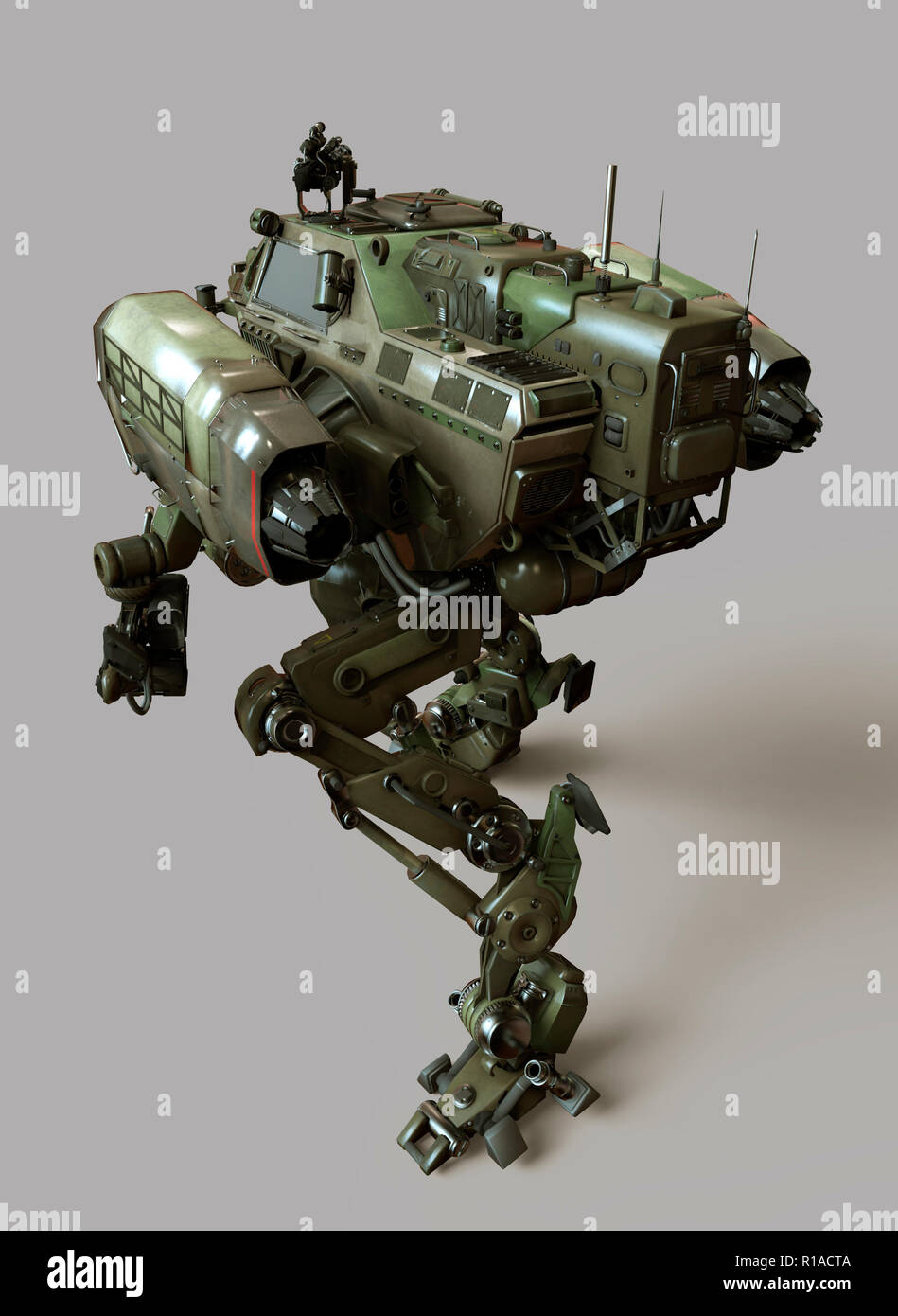 3d illustration isolated on gray background. Military robot Stock Photo ...