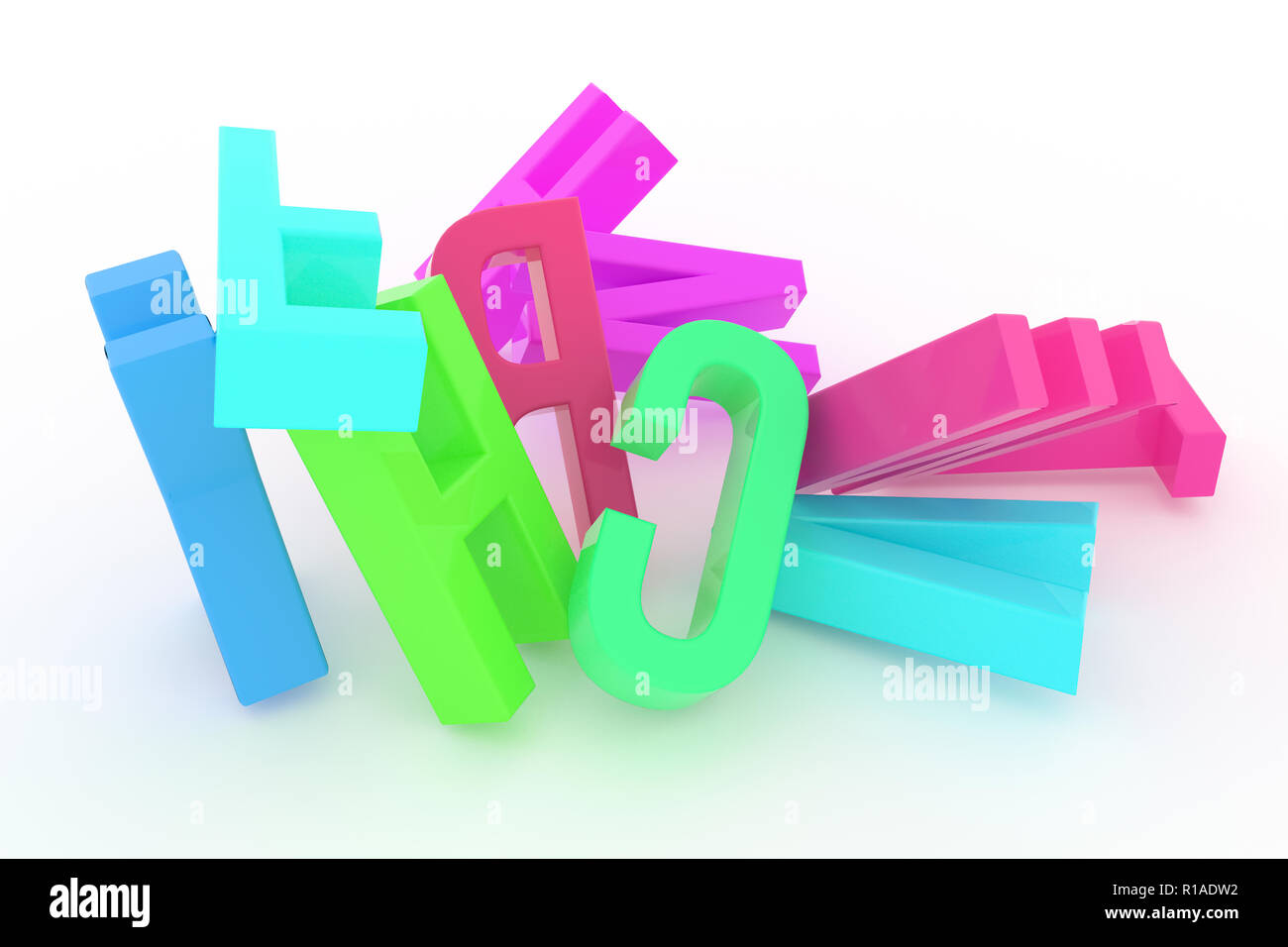 Decorative, illustrations CGI typography, letter of ABC, alphabetic ...