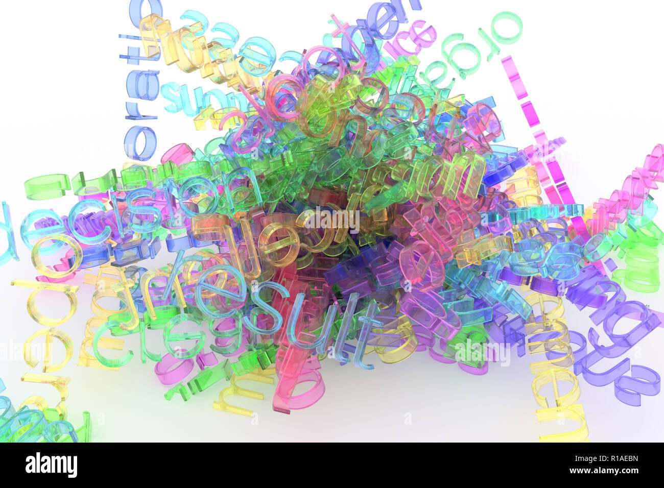 Bunch of business word for information overload, illustrations of CGI ...