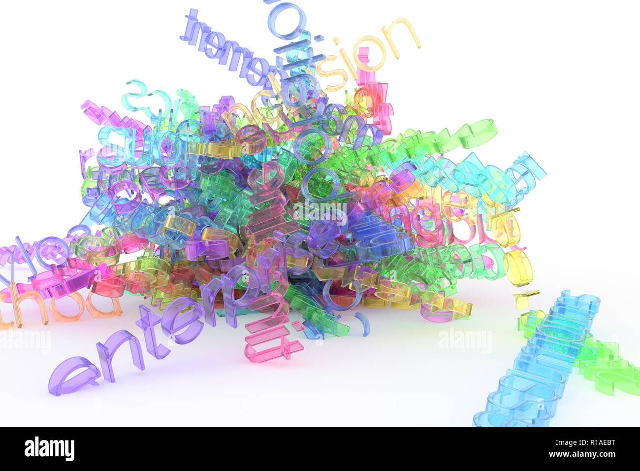 Bunch of business word for information overload, illustrations of CGI ...