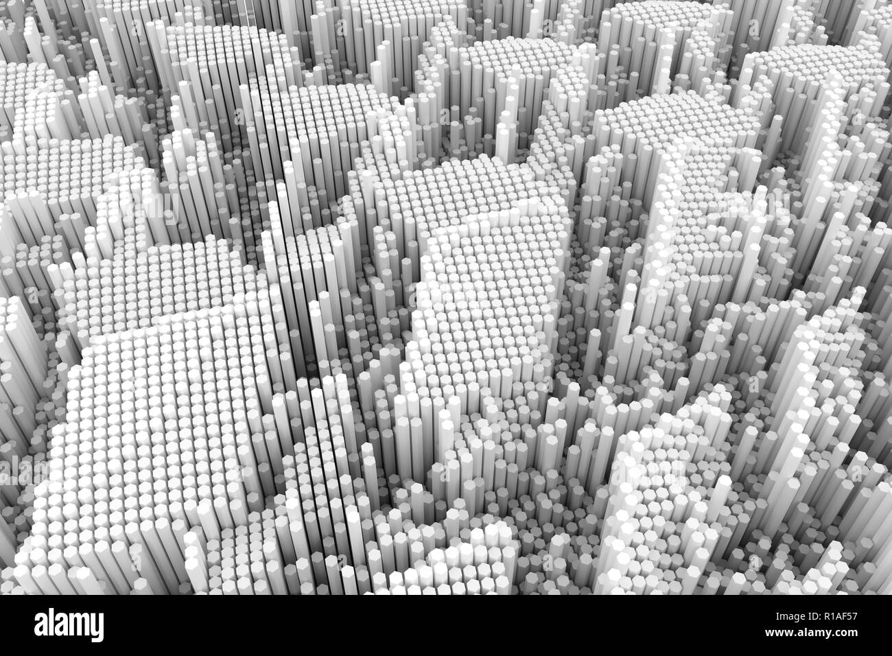 Gray or white 3D rendering. Shape composition, blocks, geometric ...