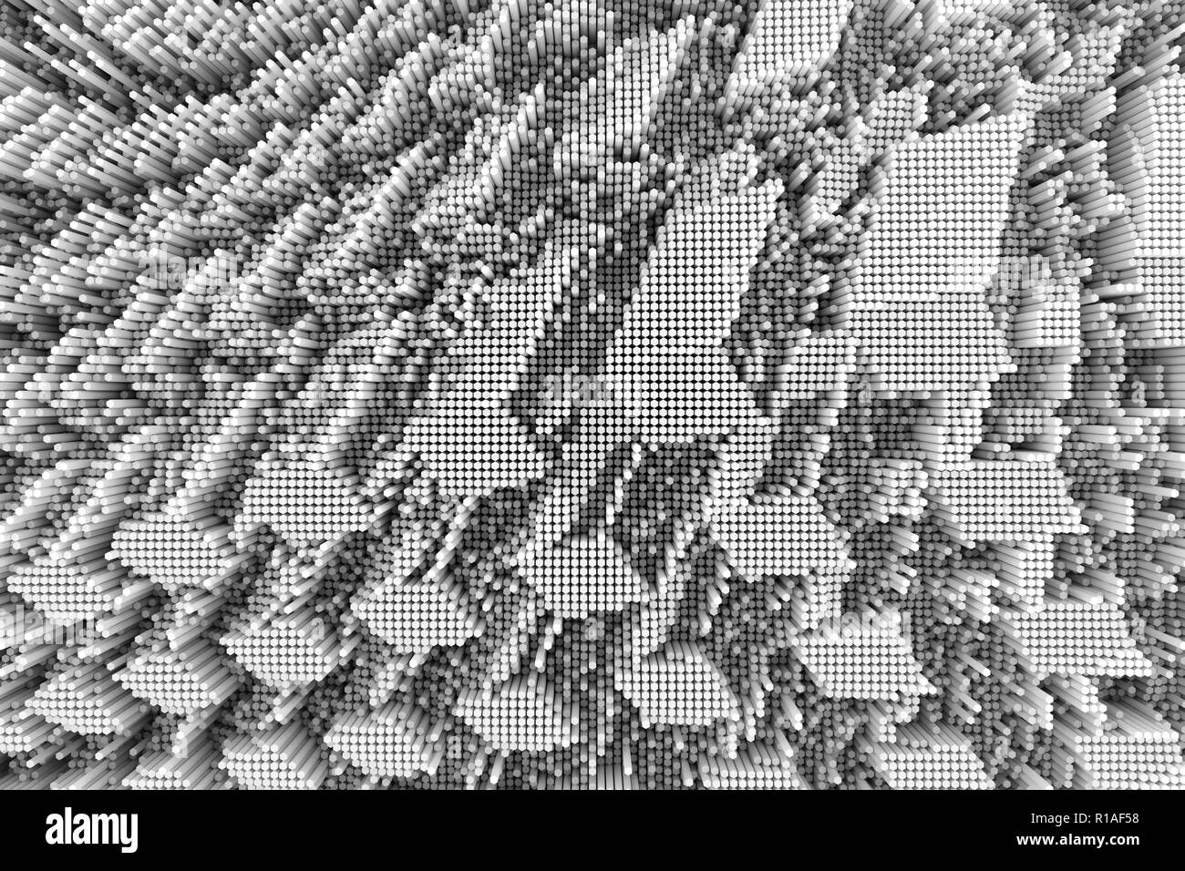 Gray or white 3D rendering. Shape composition, geometric structure ...