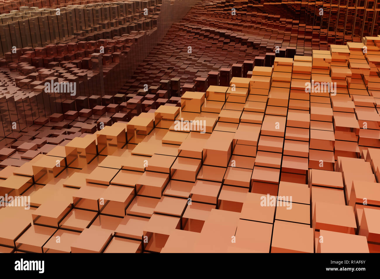 Colorful 3D rendering. Blocks, geometric structure, shape composition ...