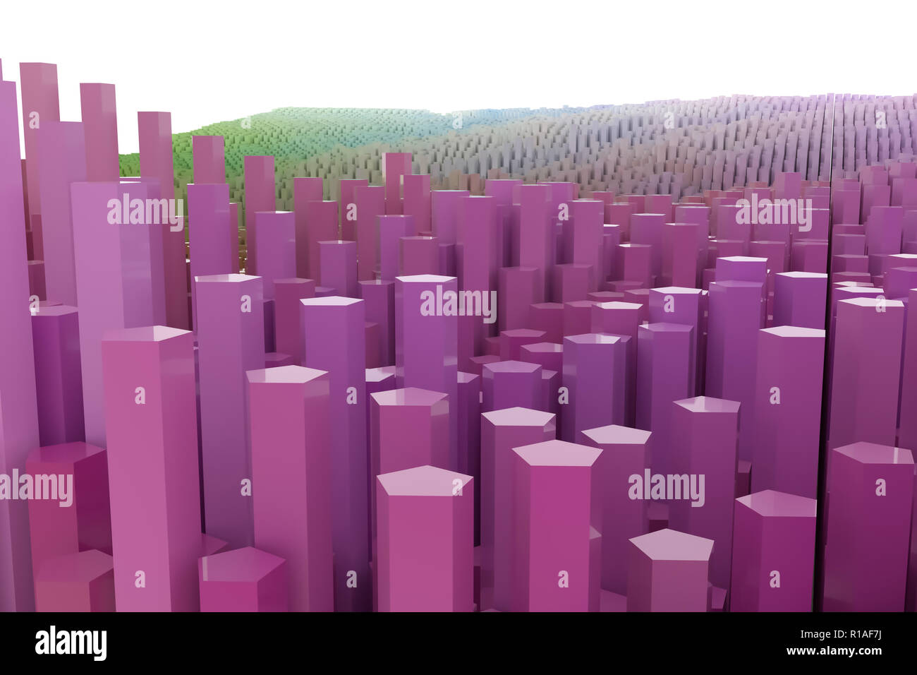 Colorful 3D rendering. Shape composition, blocks, geometric structure ...