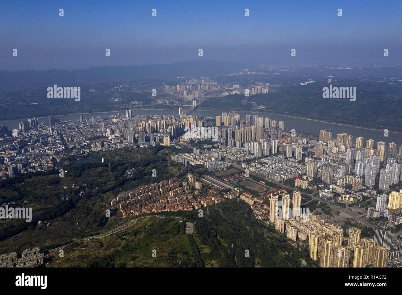 Aerial photography of Jiangjin District in southwest China's Chongqing ...