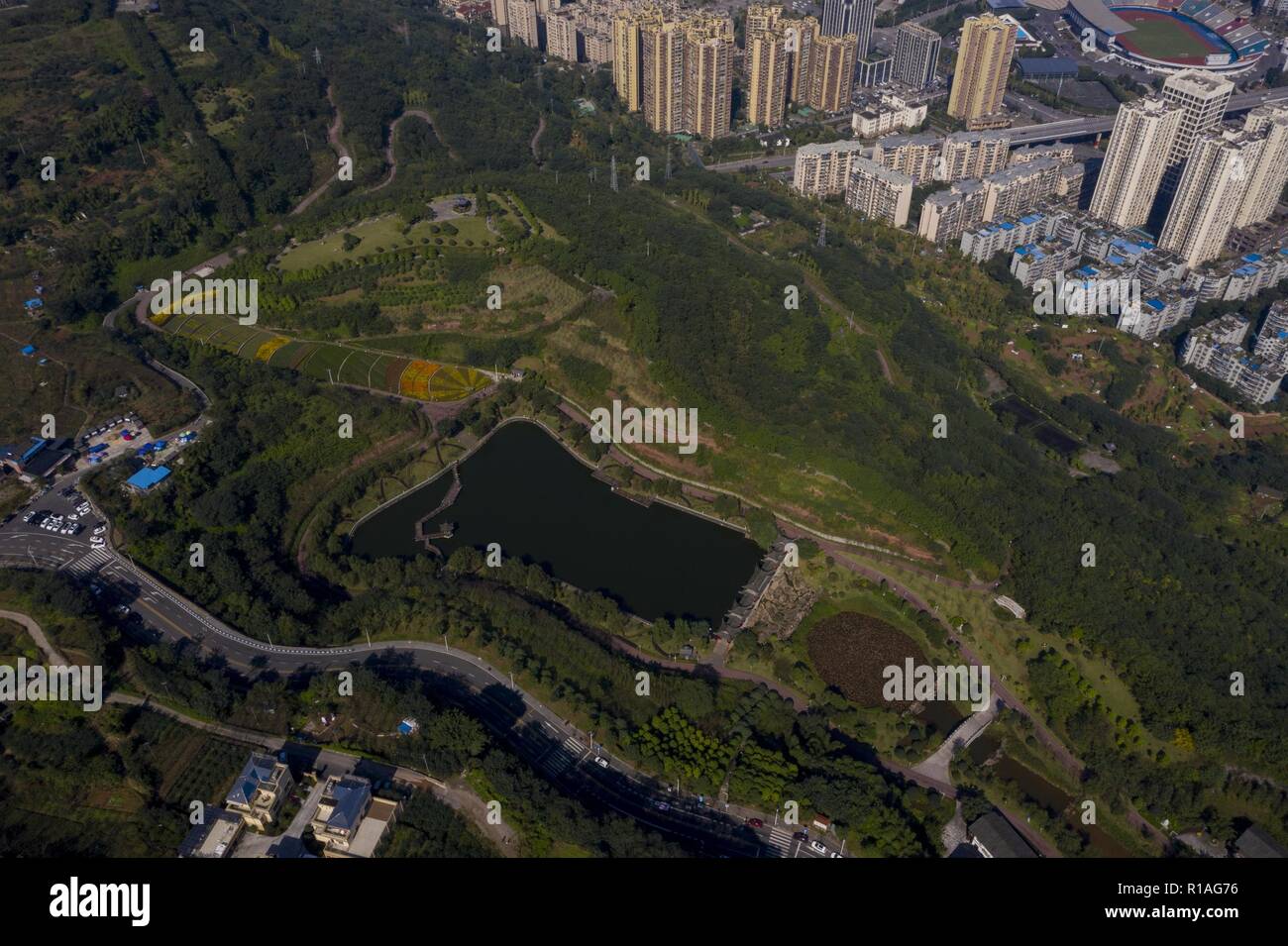 Aerial photography of Jiangjin District in southwest China's Chongqing ...