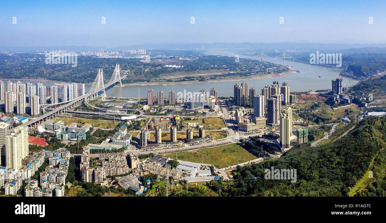 Aerial photography of Jiangjin District in southwest China's Chongqing ...