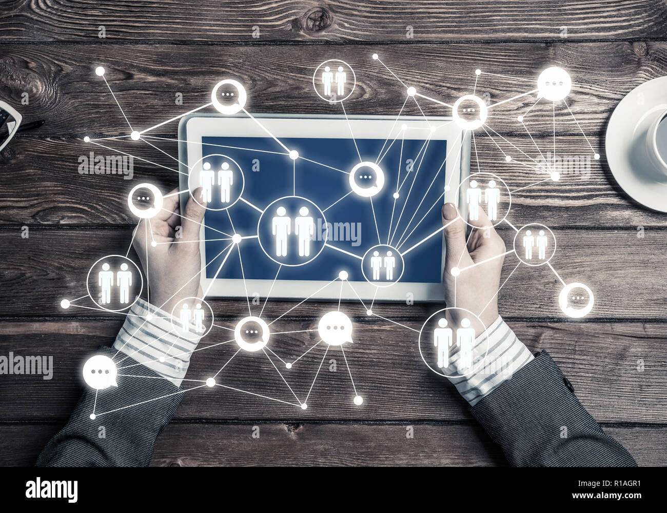Concept of social communication and networking with social conne Stock ...