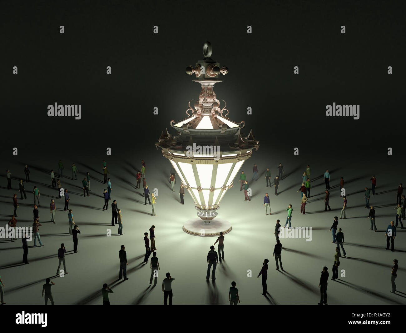 Concept Leadership Idea Bulb Light People Creative Crowd Freedom High ...