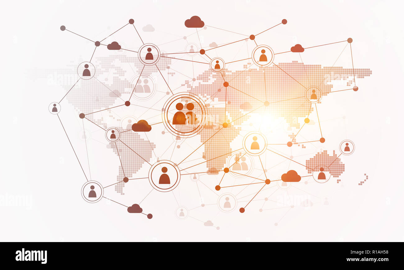 Lines and dots as networking idea drawn on white background Stock Photo ...