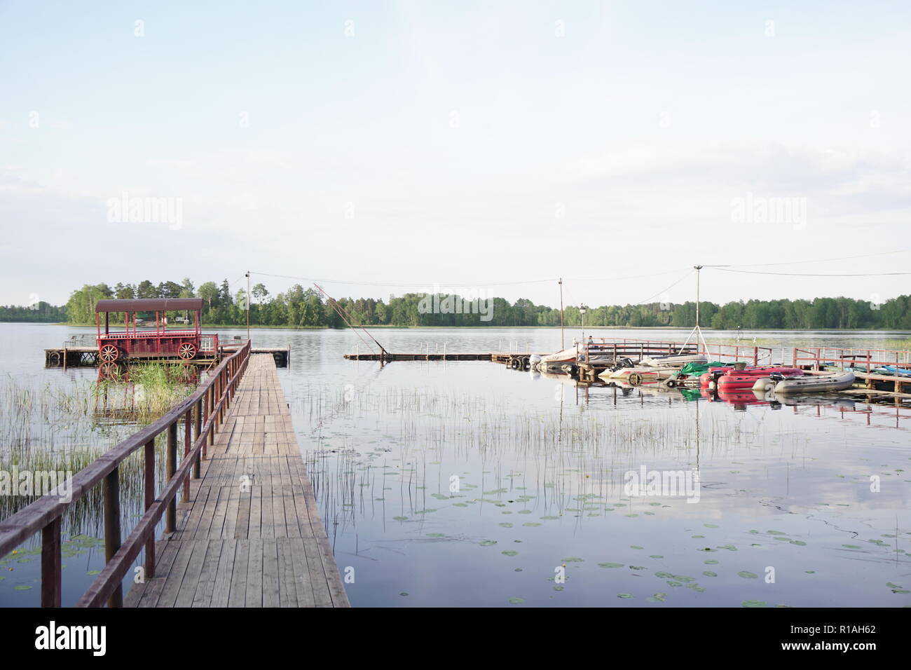 wooden pier for boats Lake Forest landscape nature fishing holidays ...