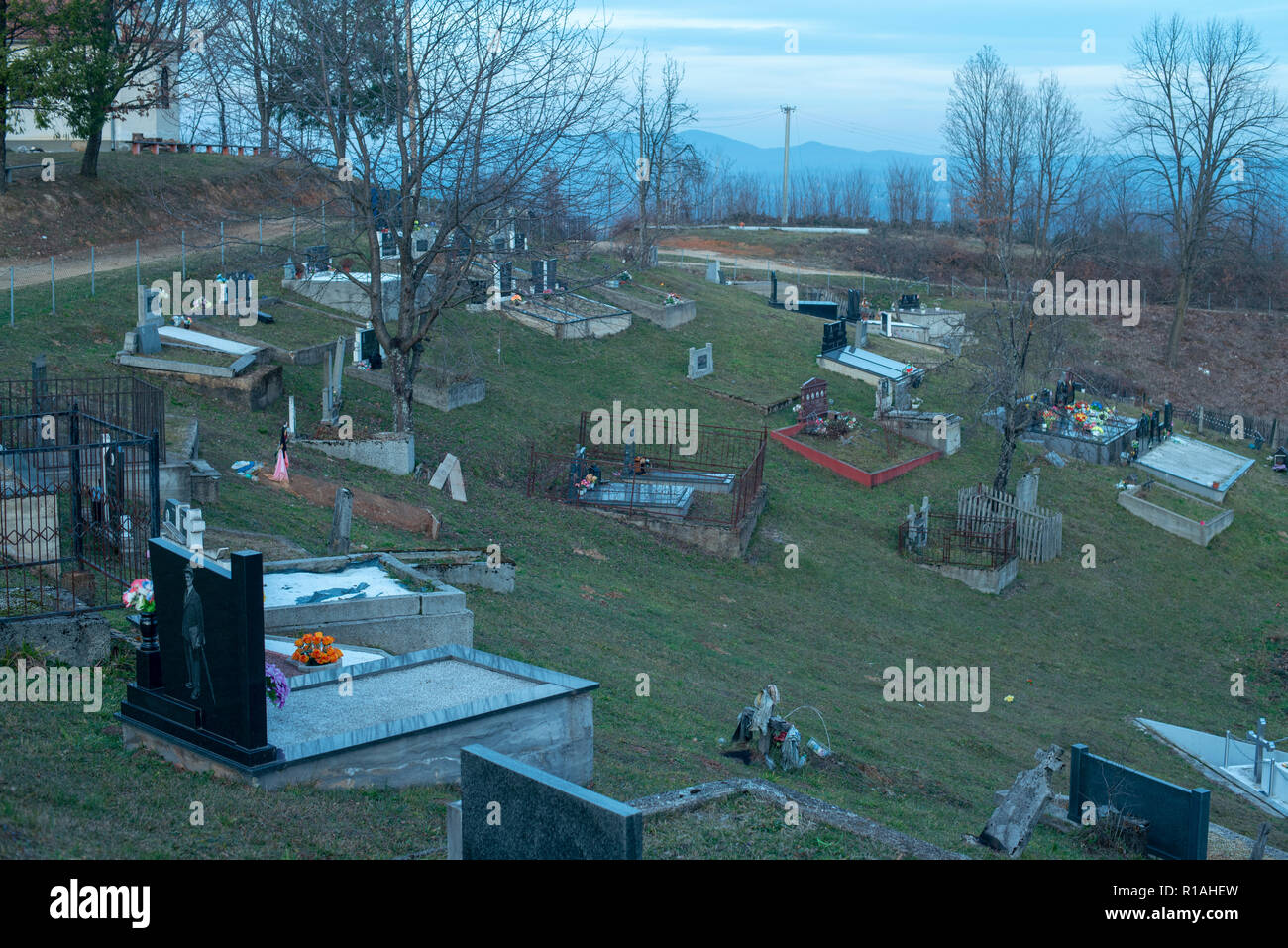 Orthodox cemetery in a small village Stock Photo - Alamy