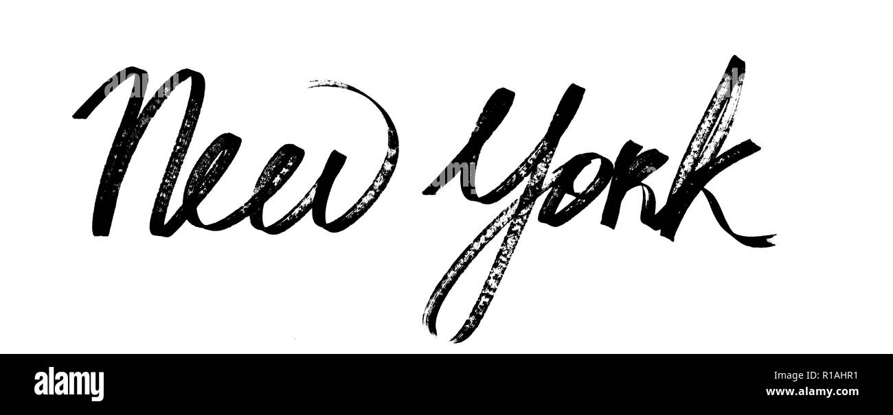 New York - Modern calligraphy, hand drawn marker pen lettering Stock ...