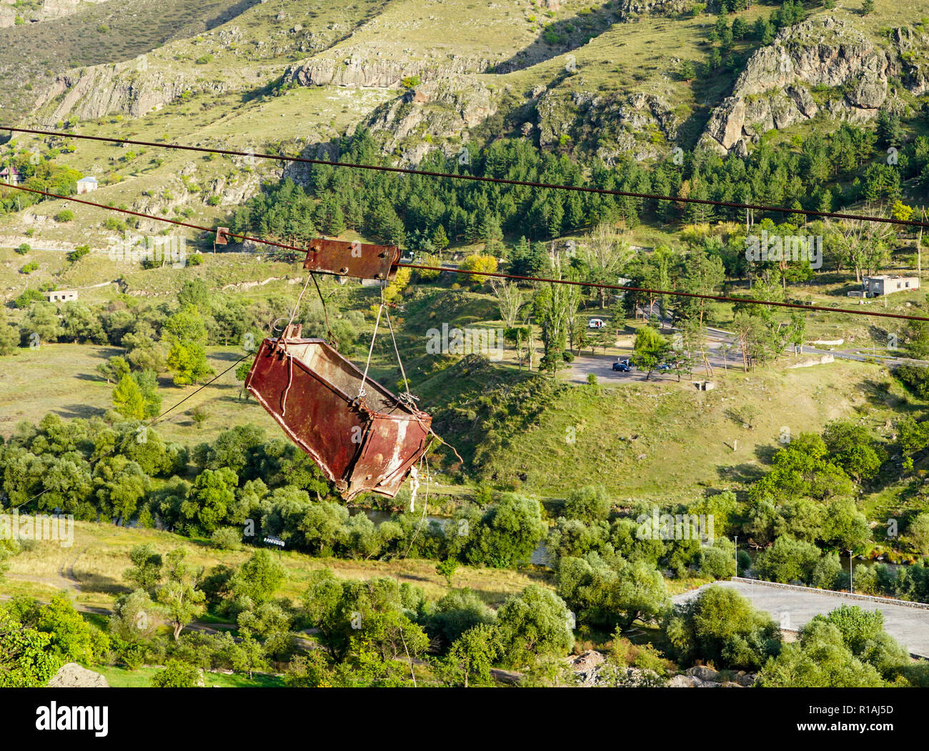 old rope transport and pulley system for moving building materials and ...