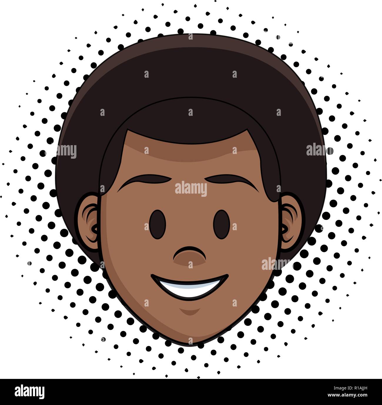 Man afro face with beard cartoon over dotted background vector ...