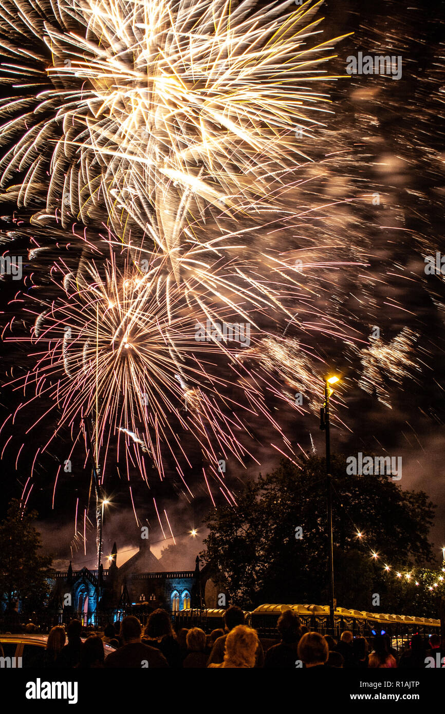 Fireworks display commemorating the anniversary of the fire which ...