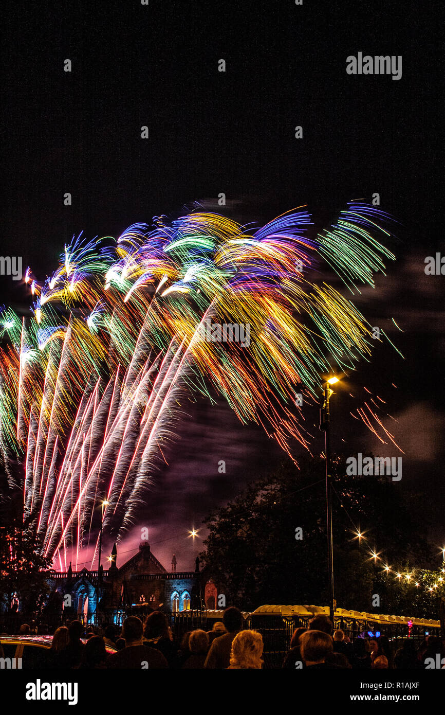 Fireworks display commemorating the anniversary of the fire which ...