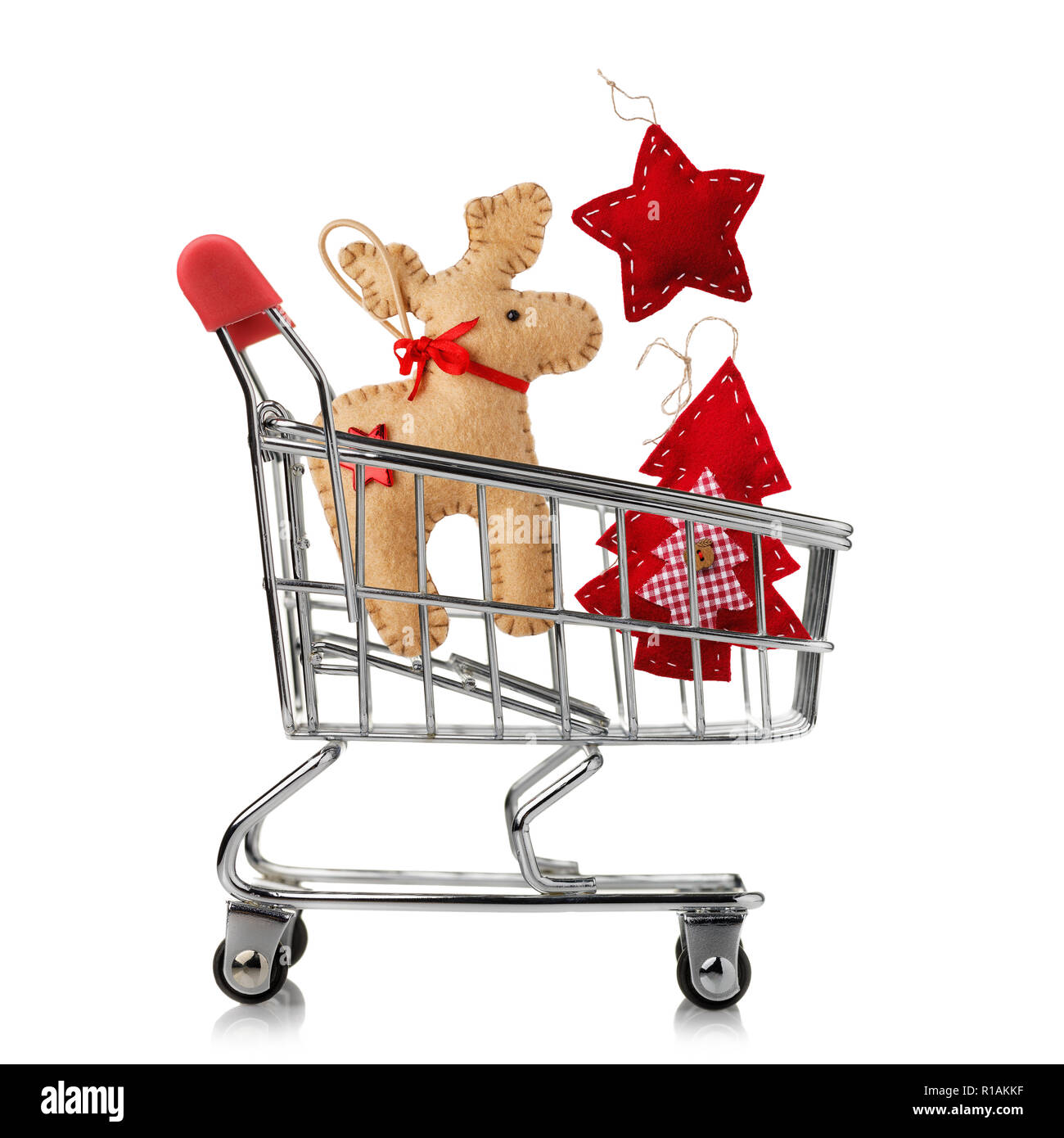 Christmas Decorations Trolley Isolated on White Background Stock Photo ...