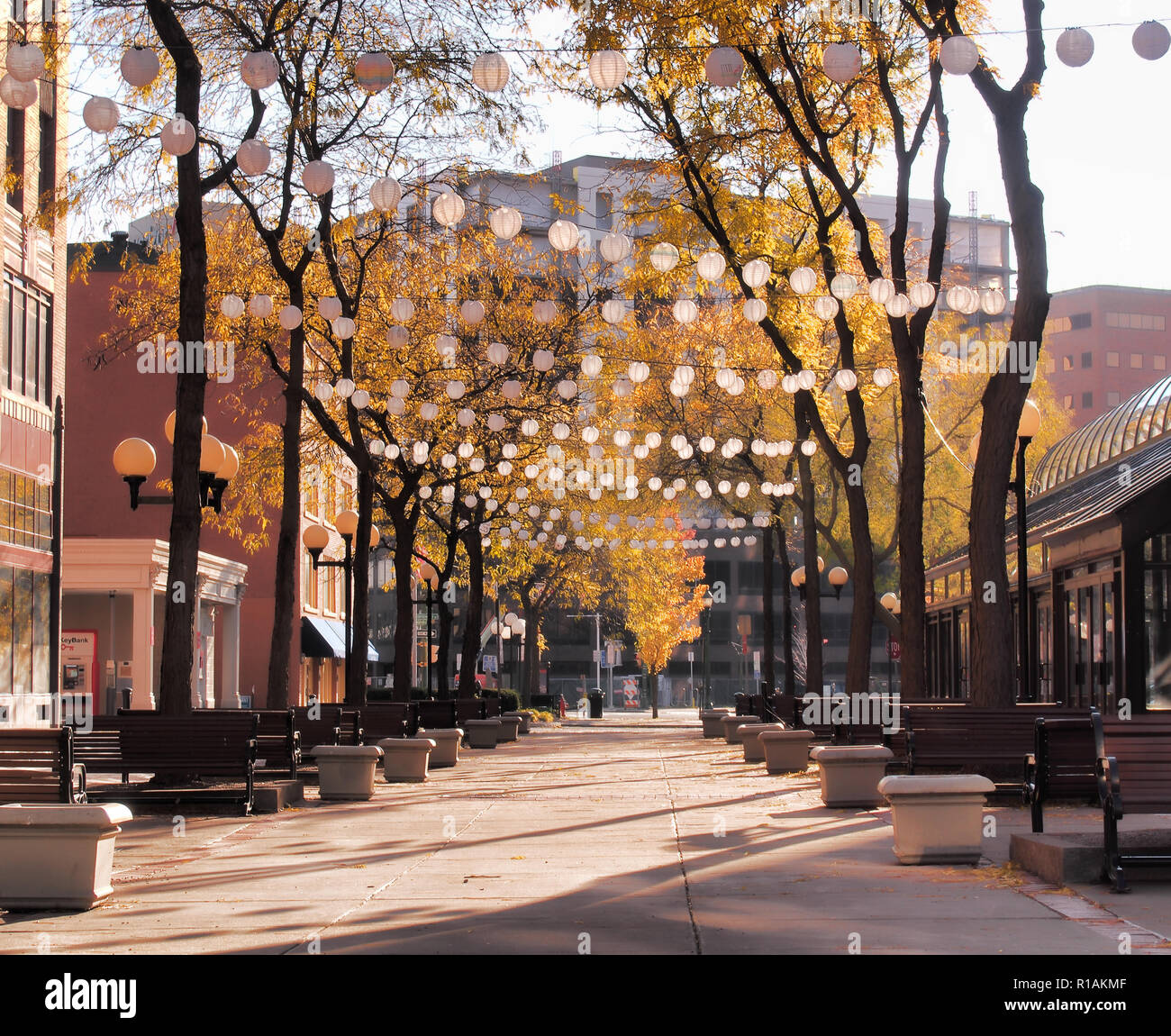 Syracuse, New York, USA. November 10, 2018. Pedestrian avenue in the ...