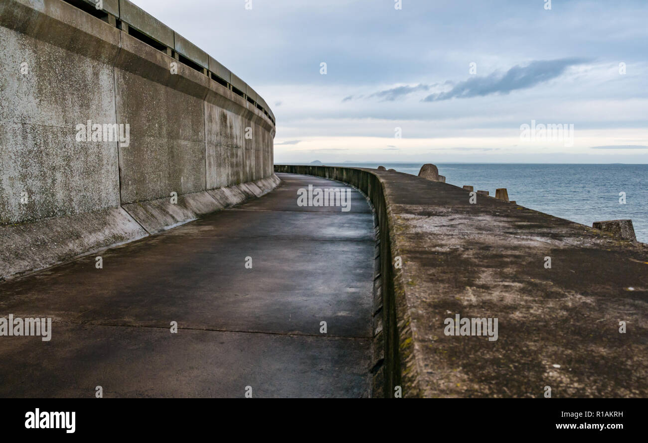 Concrete walkway around perimeter of Torness nuclear power station ...