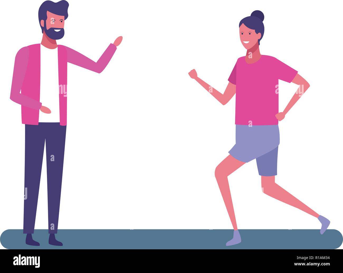 Friends talking and running cartoons vector illustration graphic design ...