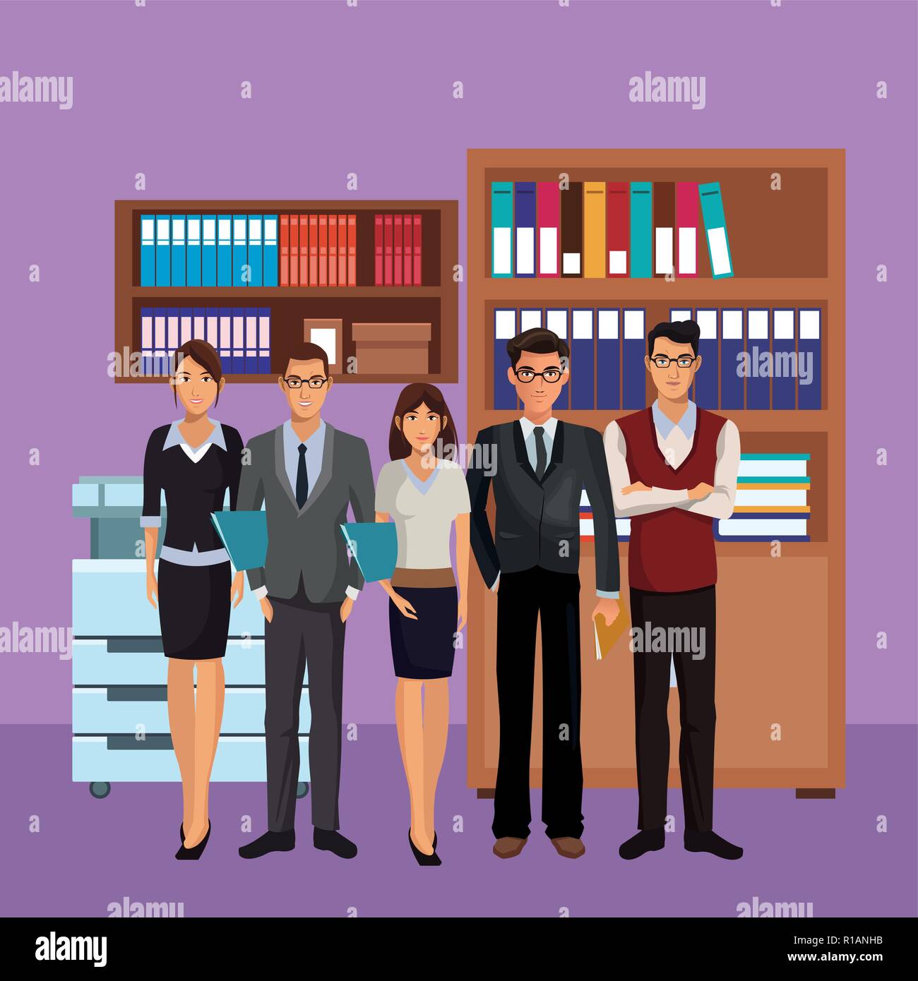 business coworkers executives working inside office cartoon vector ...