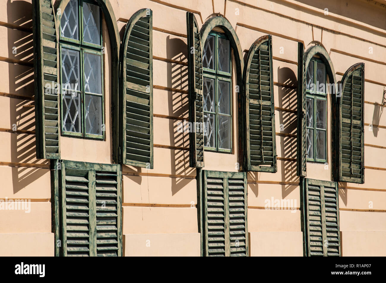 shutter shadows on building Stock Photo - Alamy