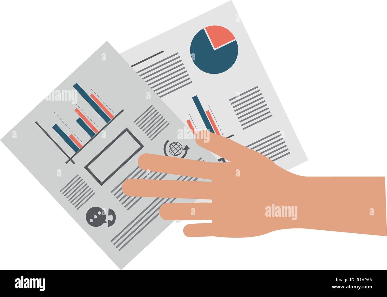 Hand with sheet graph isolated vector illustration graphic design Stock ...