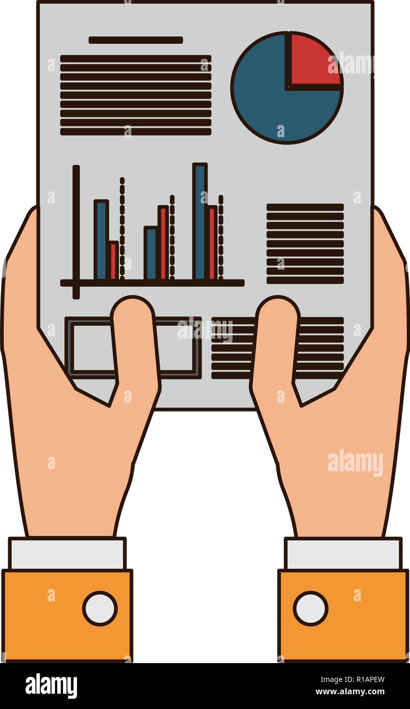 Hand with sheet graph isolated vector illustration graphic design Stock ...
