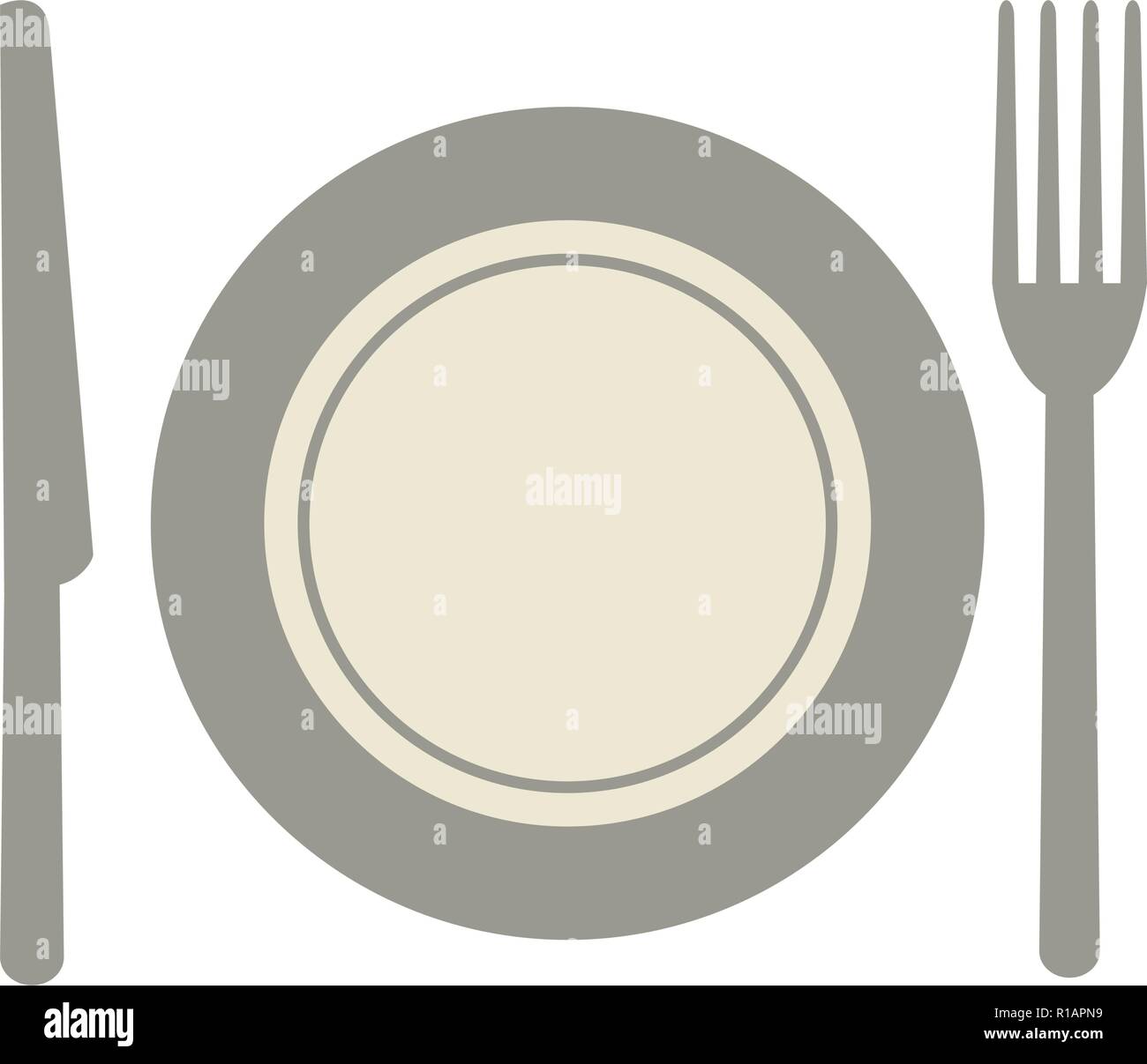 Dish and fork with knife vector illustration graphic design Stock ...