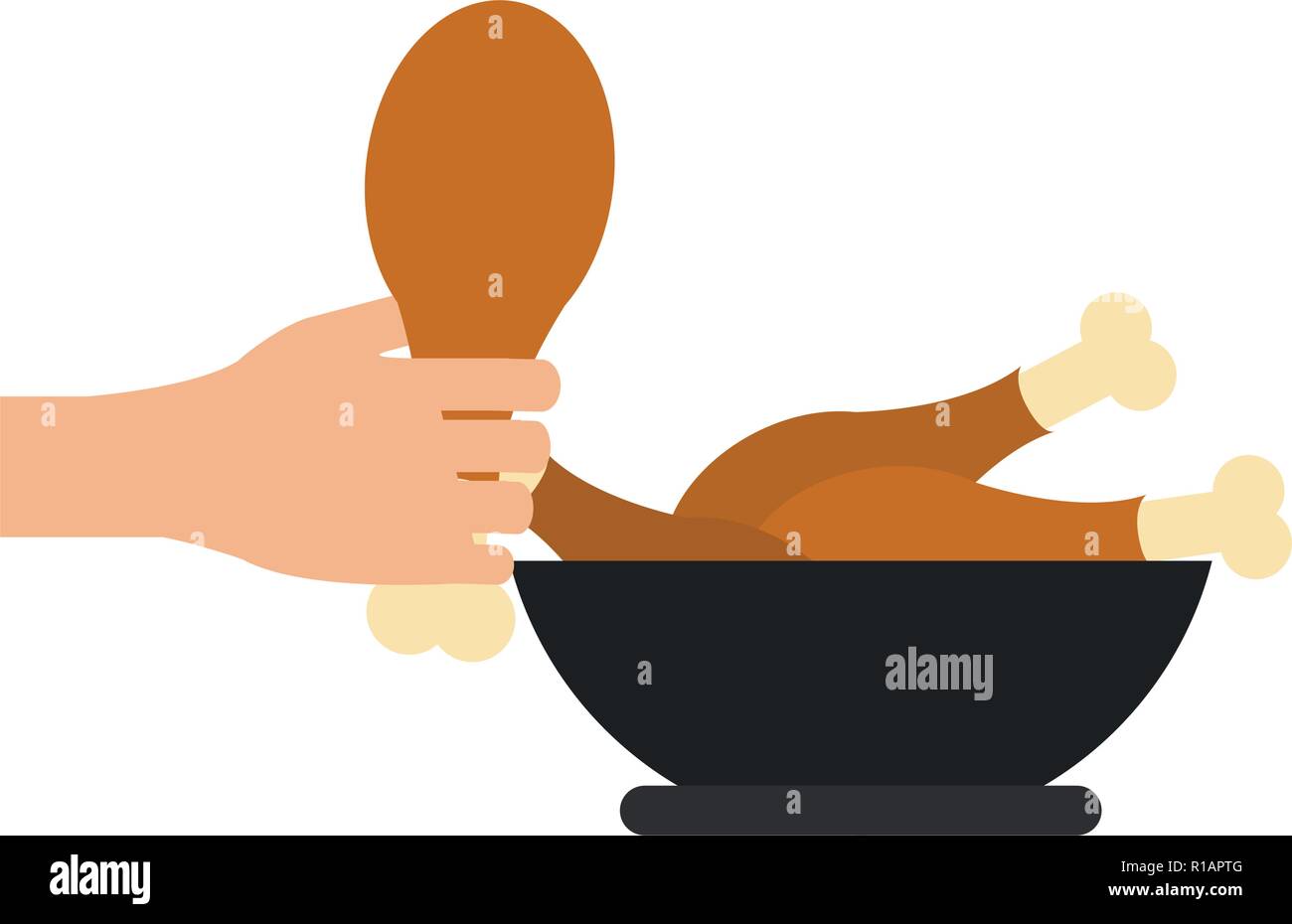 hand grabbing roasted chicken vector illustration graphic design Stock ...