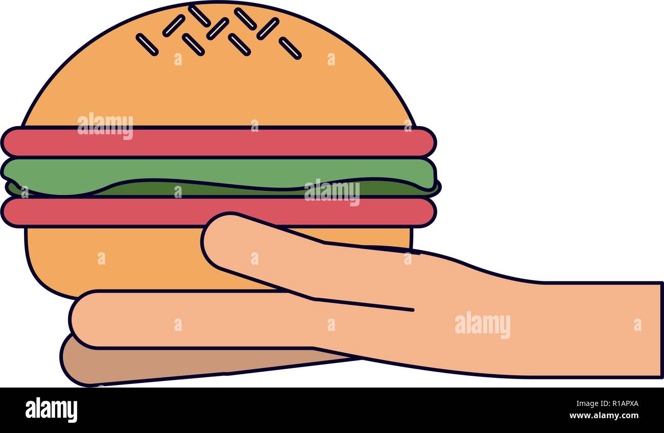 Hand holding burger fast food vector illustration graphic design Stock ...