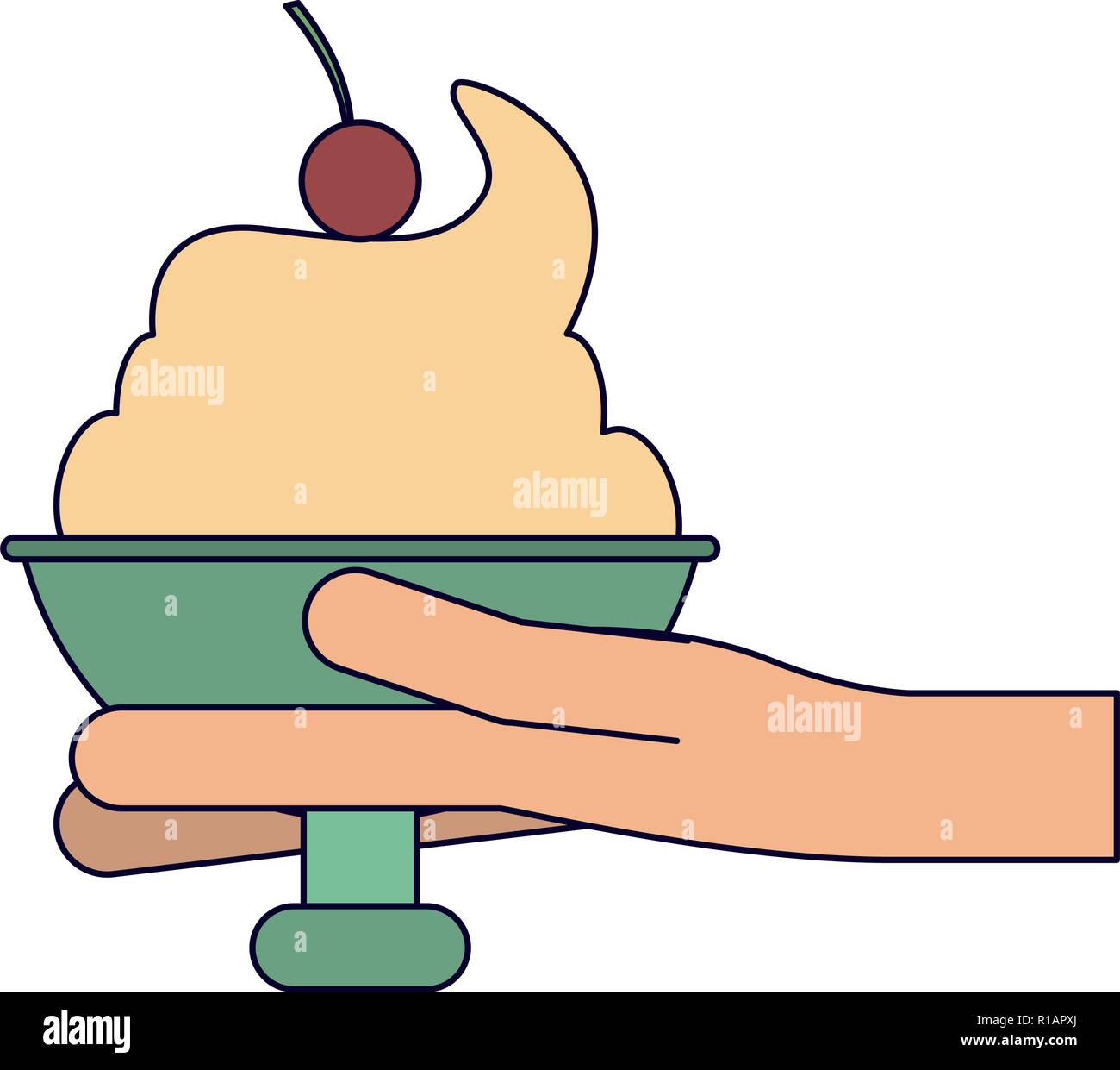 Hand holding ice cream cup vector illustration graphic design Stock ...