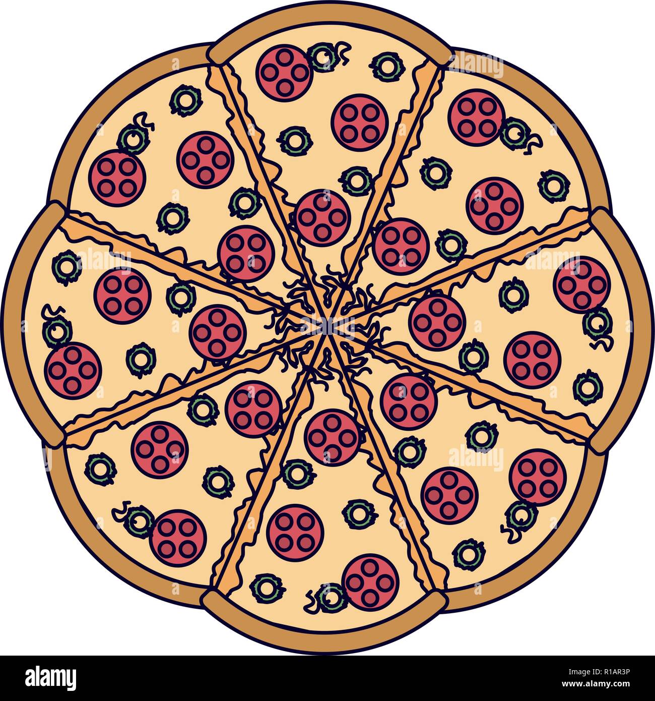 Big italian pizza topview vector illustration graphic design Stock ...