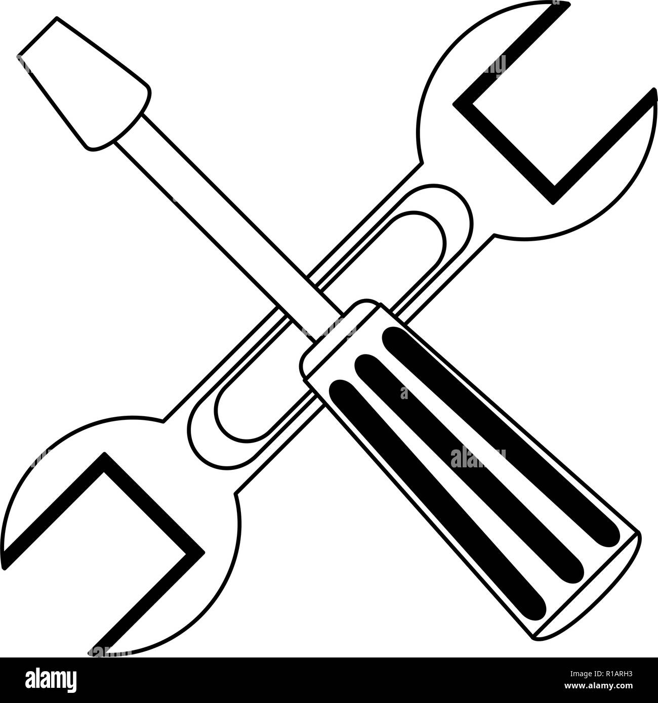 wrench and screwdriver crossed symbol vector illustration graphic ...