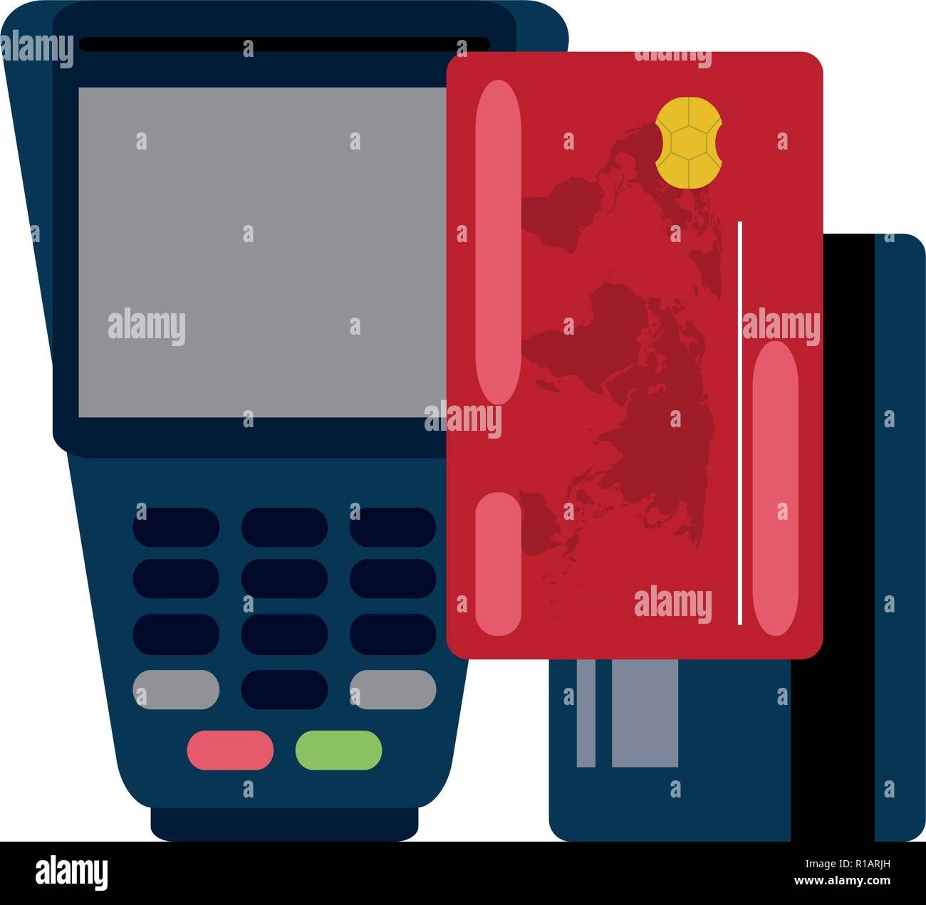 Credit cards with card reader electornic payment vector illustration ...
