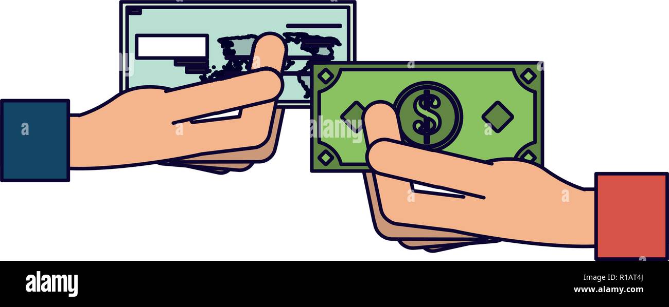 Hands holding bank check and cash vector illustration graphic design ...
