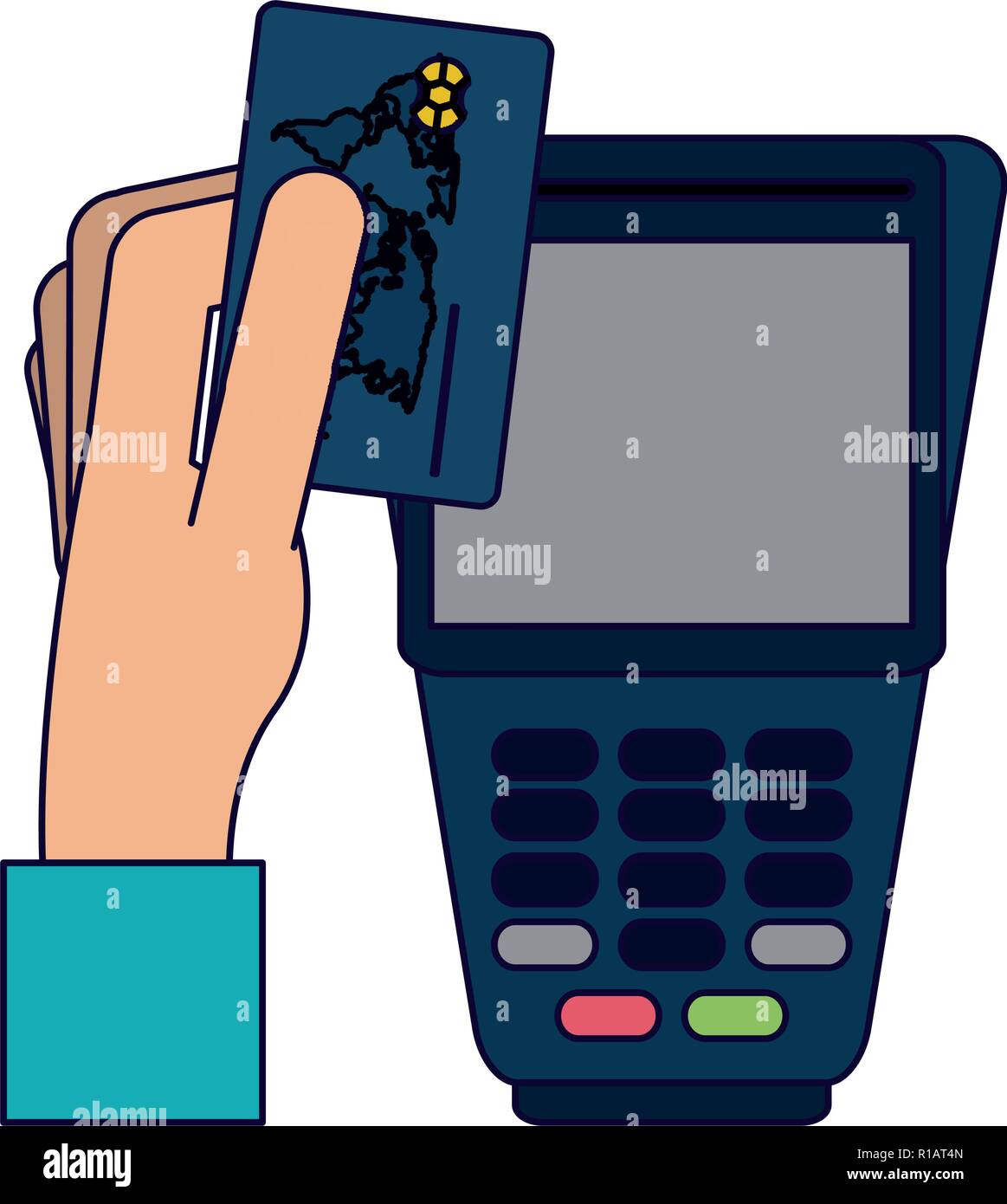 Hand using credit card on card reader vector illustration graphic ...