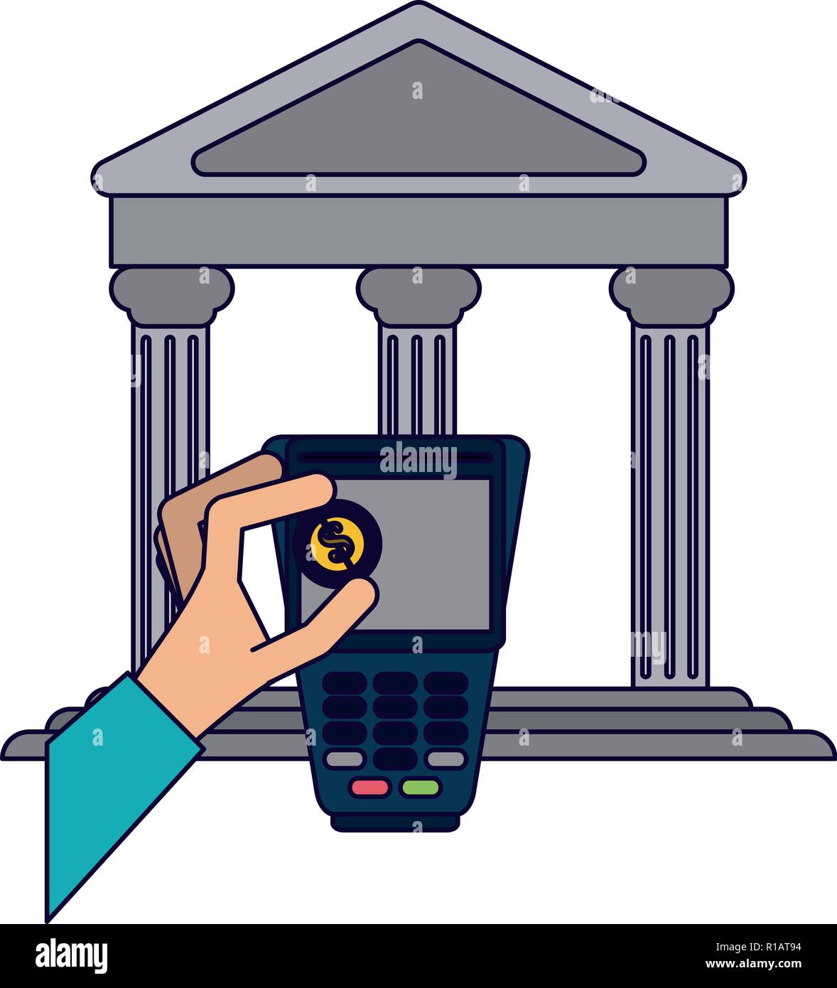 Credit card and bank building electronic payment vector illustration ...