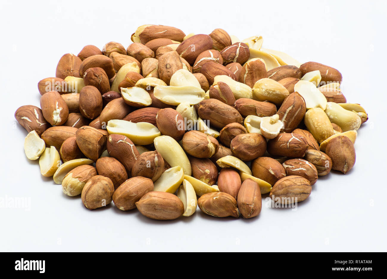 Peanuts without shells isolated on a white background with a clipping ...