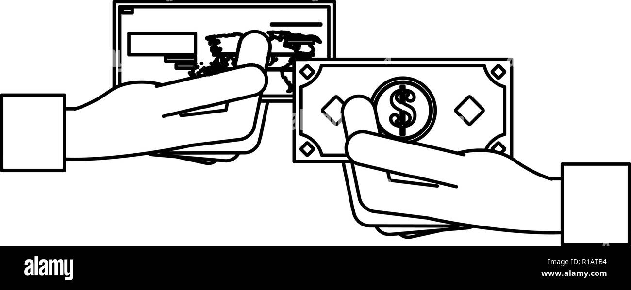 Hand using credit card on card reader vector illustration graphic ...