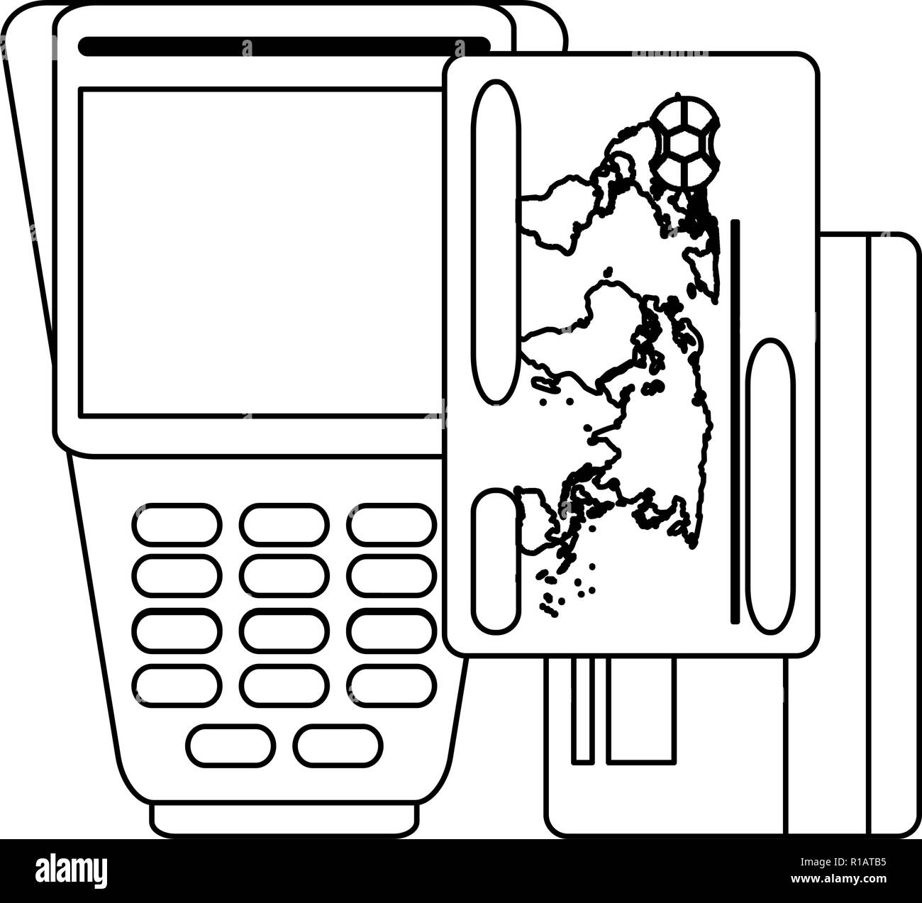 Credit cards with card reader electornic payment vector illustration ...