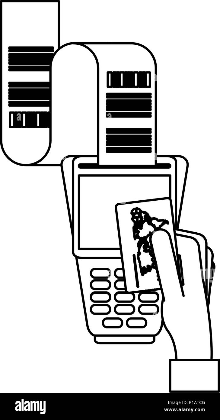 Hand using credit card on card reader vector illustration graphic ...