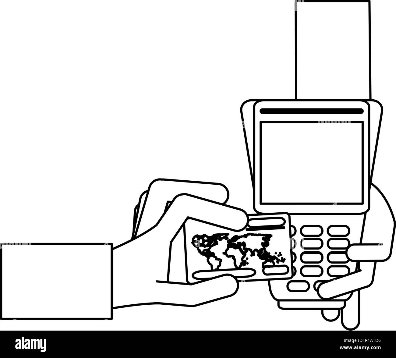 Hand using credit card on card reader vector illustration graphic ...