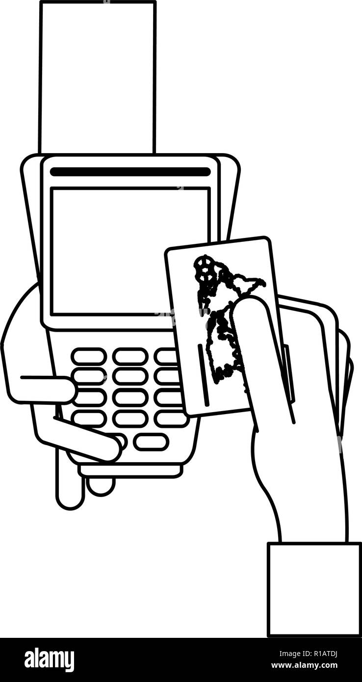 Hand using credit card on card reader vector illustration graphic ...