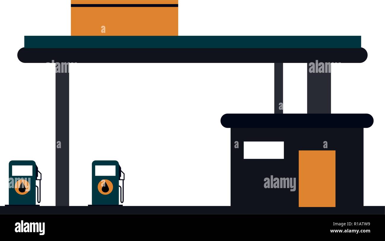 Fuel dispenser station building vector illustration graphic design ...